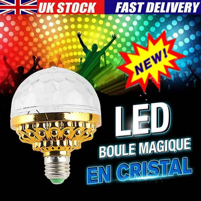 6W E27 ROTATING Crystal Magic Ball RGB LED Stage Light Bulb for Disco ...