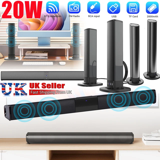 DETACHABLE SOUND BAR Bluetooth Wireless Speaker USB TV Home Theater ...