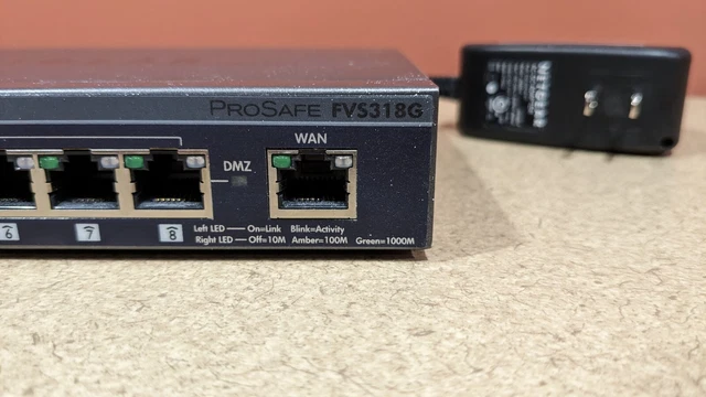 NETGEAR PROSAFE FVS318G 8-Port VPN FIREWALL ROUTER w/ AC Adapter $25.88 ...