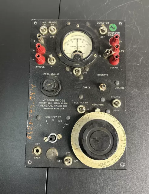 MEGOHM BRIDGE TYPE 544-BS8 . Serial# 288. General Radio Co. (for Parts ...