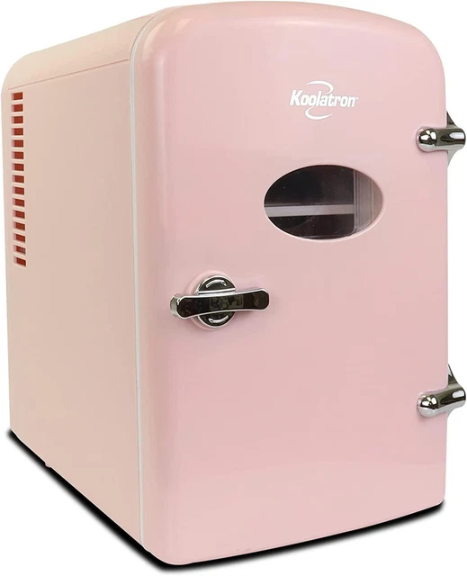 KOOLATRON 6 CAN Retro Electric Mini Fridge Home Beverage Cooler, Pink ...