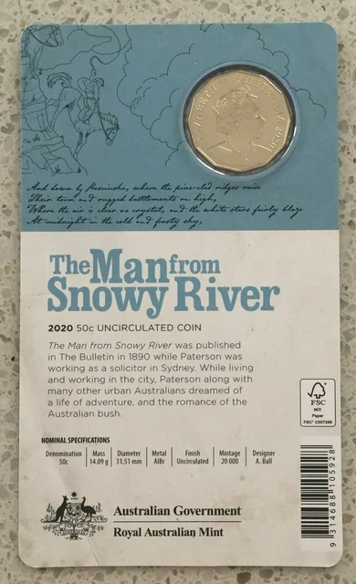 2020 BANJO PATERSON The Man From Snowy River $1.00 Ram Uncirculated ...