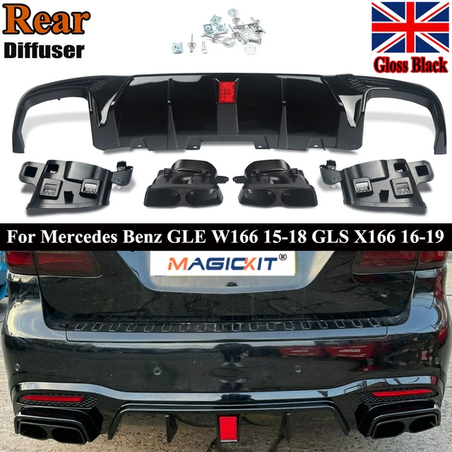 FOR MERCEDES GLE Gls W166 X166 Rear Bumper Diffuser+Tailpipes Gloss ...