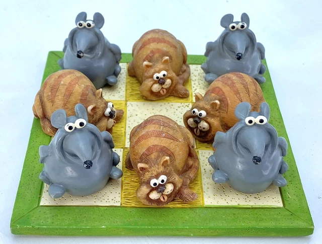 PAOLO CHIARI CATS v Rats Resin Noughts And Crosses Tic Tac Toe Game Set ...