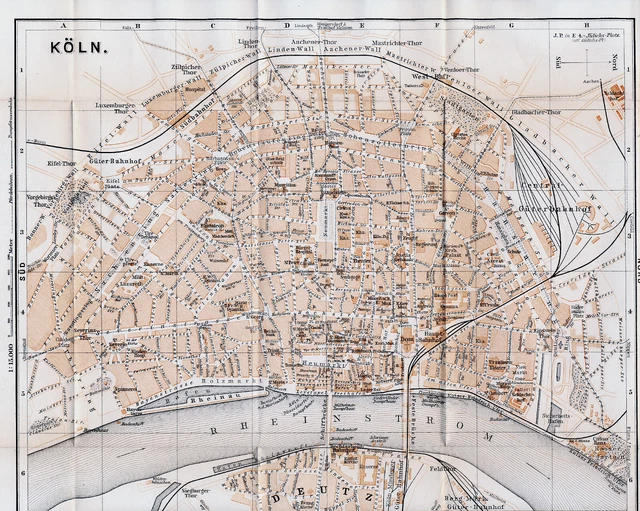 DE COLOGNE KÖLN 1896 plan ville orig. + guide (22 p.) Dom hôtels Eau de ...