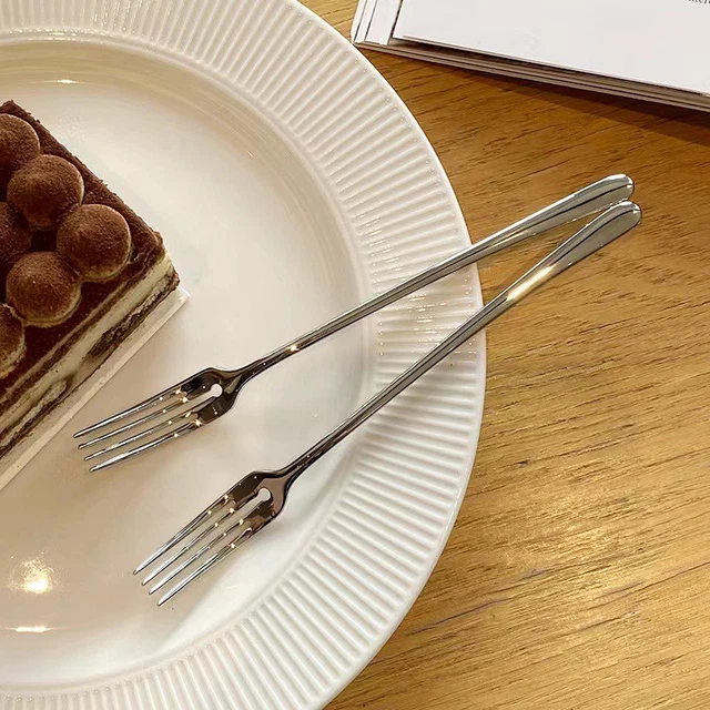 STAINLESS STEEL DINNER Fork Long Handle Table Forks Set Korean Cutlery ...