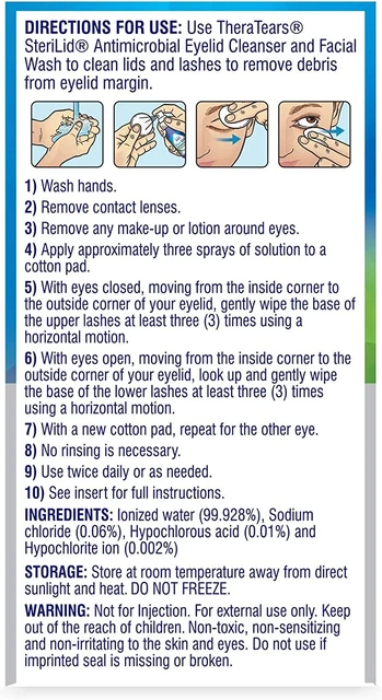 THERA TEARS STERILID Antimicrobial Eyelid Cleanser & Face Wash, 2 Oz ...