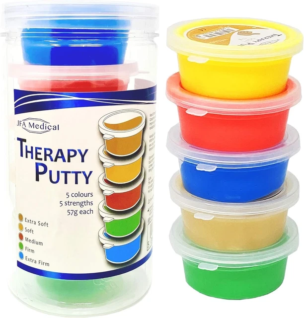 THERAPY EXERCISE PUTTY 5 Strengths Extra Soft Soft Medium Firm Extra ...