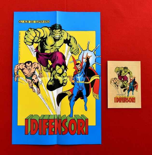 GLI ALBI DEI SUPER EROI # 1 MANIFESTO E ADESIVO Ediz. CORNO "DA EDICOLA ...