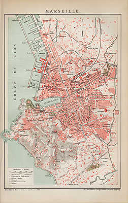CARTINA CITY MAP 1894: mappa della città Marsiglia. sud-Francia France ...