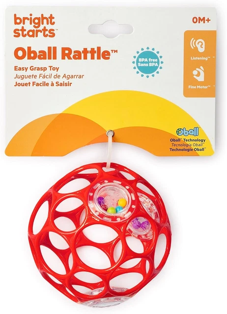 BRIGHT STARTS OBALL Easy-Grasp Rattle Bpa-Free Infant Toy in Red, Age ...