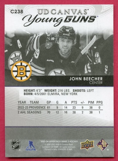JOHN BEECHER 2023-24 Ud Canvas Black & White Young Guns #C-238 Boston ...
