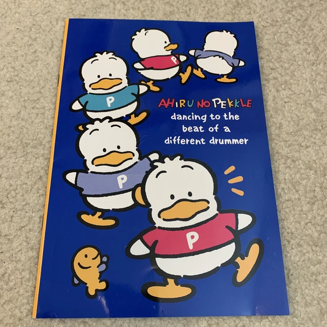 SANRIO AHIRU NO Pekkle Duck Lined Paper 7" x 10" Blue Notebook 1993 ...