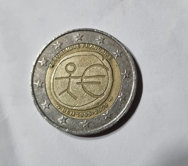 MONETA DA DUE 2 euro Repubblica Francese con omino stilizzato UEM 1999 ...