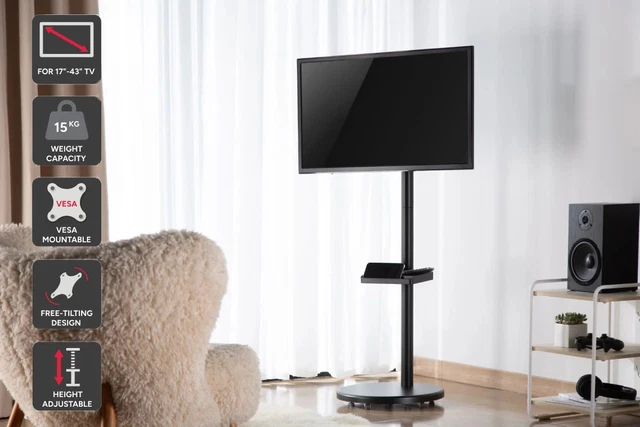 KOGAN PORTABLE TV Floor Stand for 17" - 43" TVs (Black), TV Stands ...