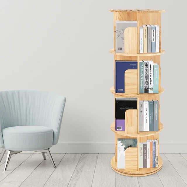 BOOKSHELF ROTATING 4 Tier 360 Display Shelf Floor Stand Storage Display ...