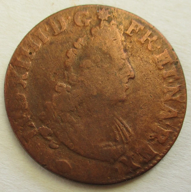 RARE ANCIENNE MONNAIE royale Louis XIIII pièce IIII deniers BB ...