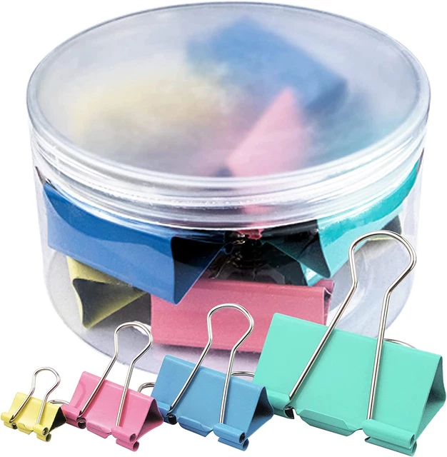 CANLENPK 51MM/2& BINDER Clips Paper Clamps,Pink, Blue, Yellow, Green ...