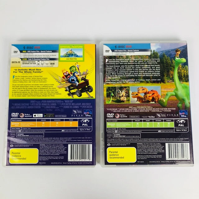 DISNEY PIXAR DVD Bundle - Inside Out & The Good Dinosaur PAL Region 4 £ ...