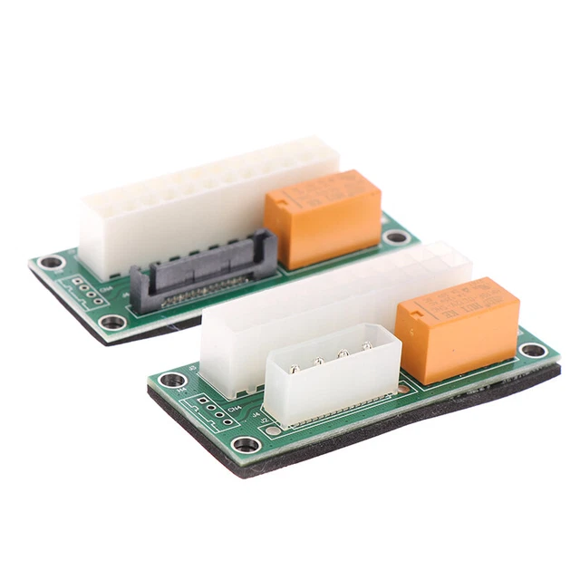 DUAL PSU ADAPTER ATX 24Pin to 4Pin SATA Power Sync Starter Card for ...