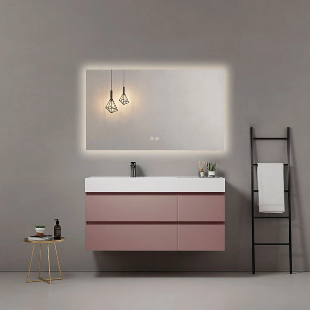 MOBILE BAGNO SOSPESO 120 cm Paint Rosa Retrò con Lavabo a Sinistra in ...