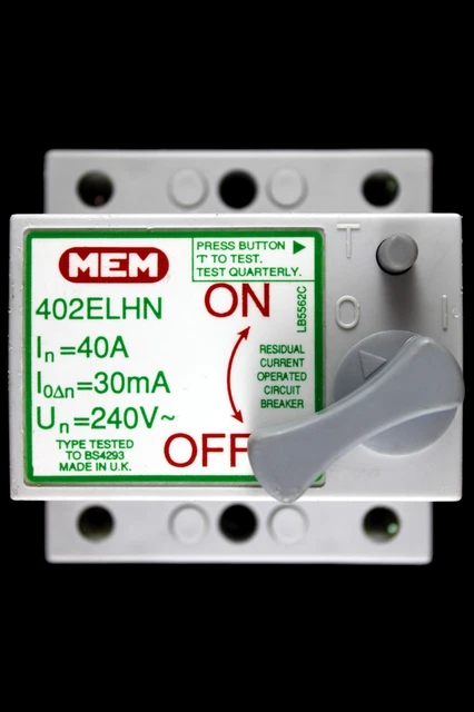 MEM 40 AMP 30mA DOUBLE POLE RCCB RCD 402ELHN £34.99 - PicClick UK