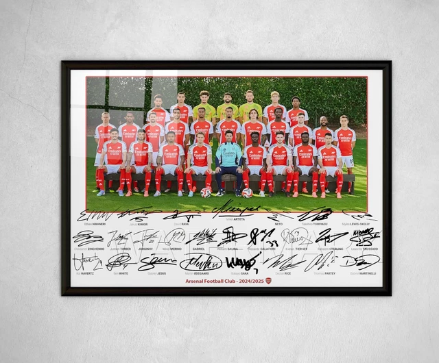 ARSENAL 2025 SIGNED Print Poster 2024 Team Photo Squad Saka Arteta Gift ...