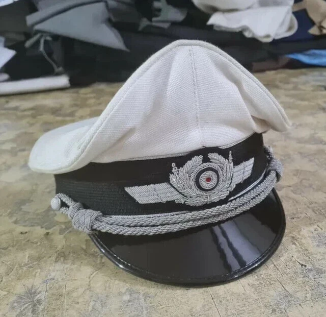WW2 GERMAN LUFTWAFFE Officer's Summer Visor Cap - White Military Hat £ ...
