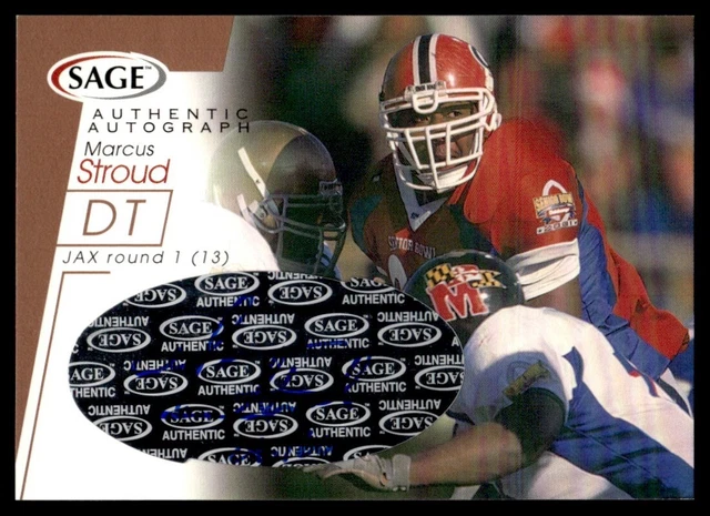 2001 SAGE AUTENTICO Autografo Bronzo Marcus Stroud Rookie Auto Georgia ...