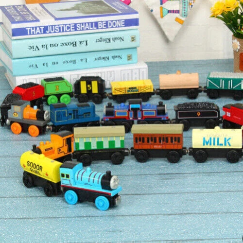 WOODEN TRAIN TANK Engine Tender Wooden Magnetic Railway Train Track ...