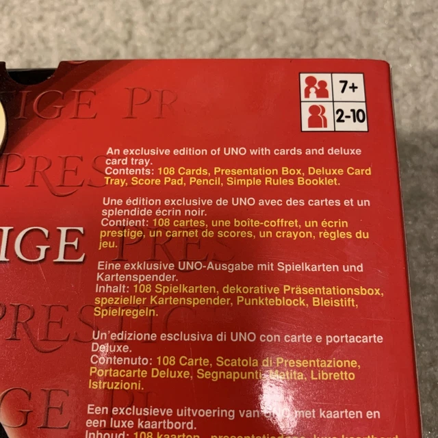 UNO PRESTIGE CARD Game Exclusive Edition Case Deluxe Tray Score Mattel ...