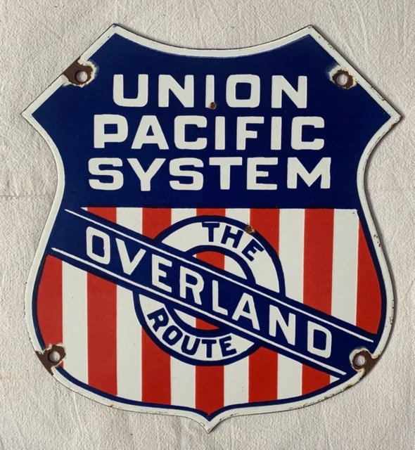 VINTAGE UNION PACIFIC System The Overland Route 10” x 10½” Porcelain ...