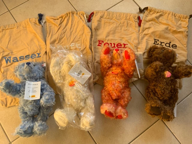 STEIFF TEDDYBÄR VIER Elemente Serie limitiert 2000 aus 2001 alle 4 ...