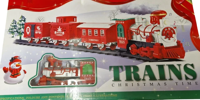 CHRISTMAS TRAIN SET Track Decorate Santa Lights Around Tree with Light ...