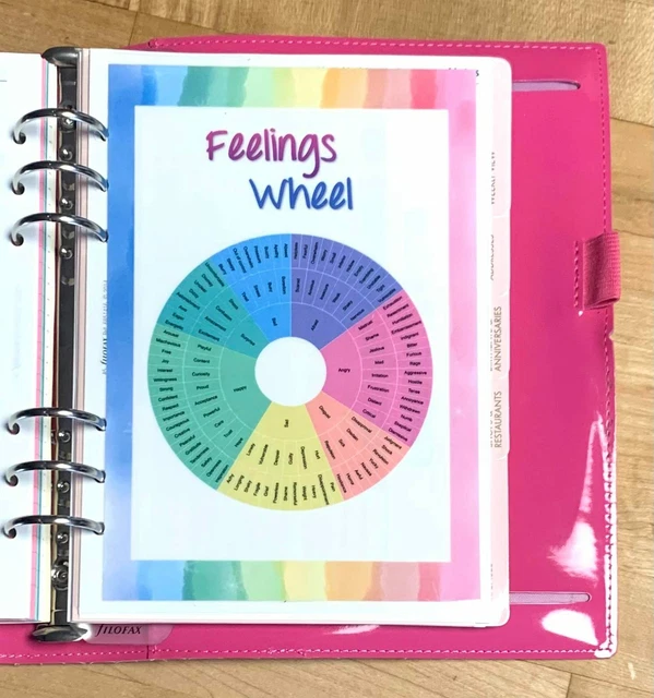 TABLEAU DE BORD recto verso Feelings Emotions Wheel Tracker à utiliser ...