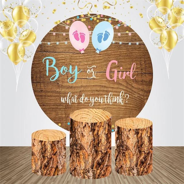 BROWN WOOD FOOTPRINT Round Baby Shower Backdrop Kit $37.94 - PicClick AU