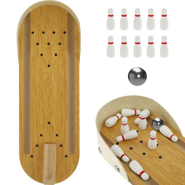 MINI BOWLING GAME Set Tabletop Wooden Bowling Set Desktop Stress ...