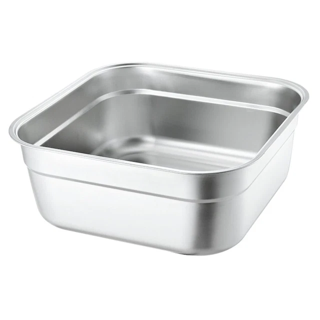 STAINLESS STEEL SQUARE Basin Food Serving Bowl Mixing Bowls Colander £ ...
