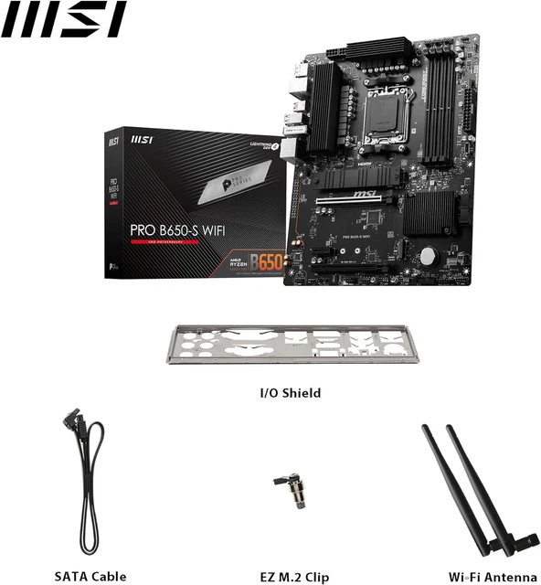 MSI PRO B650-S WIFI Motherboard, ATX - Supports AMD Ryzen 7000 Series ...
