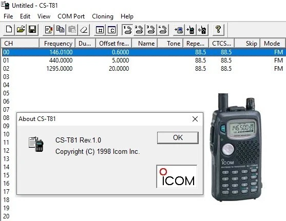 ICOM CS-T81 REV. 1.0 PROGRAMMING AND CLONE SOFTWARE IC-T81 **Download ...