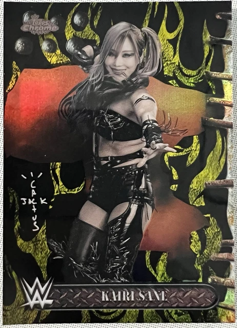 2025 TOPPS CHROME WWE x Cactus Jack Kairi Sane Black & Yellow Refractor ...