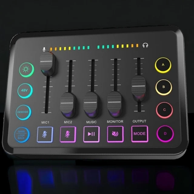 KNYBTHY GAMING AUDIO Mixer Streaming RGB PC XLR Mic Interface Volume ...