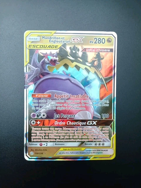 CARTE POKÉMON MANDRILLON et Engloutyran GX 158/236 Eclipse Cosmique Fr ...