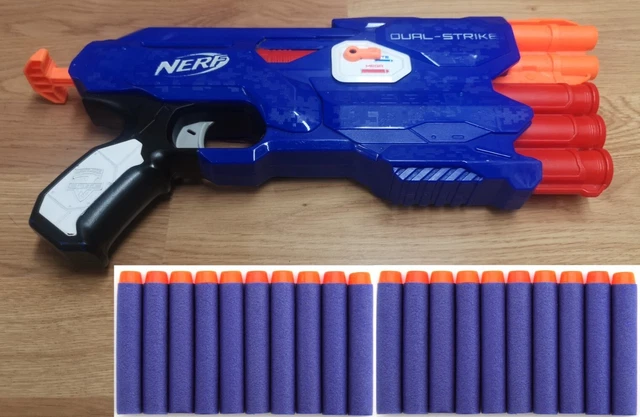 NERF N-STRIKE ELITE/MEGA Dual Strike Blaster/Gun Toy 20 Darts FREE P&P ...