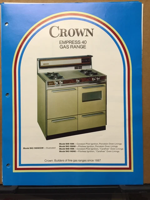 VTG CROWN STOVE Works Catalog Inserts 1979 Gas Ranges Empress Countess ...
