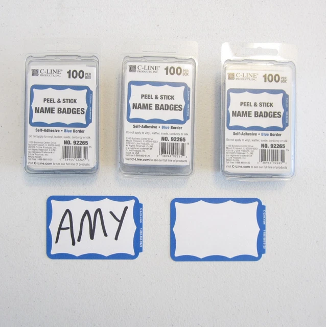20 BLUE BORDER Badges Name Tags Labels Id Stickers Peel And Stick ...