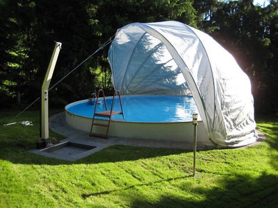 POOLABDECKUNG POOLÜBERDACHUNG KINDERSICHER winterfest Rundpooldach 520 ...
