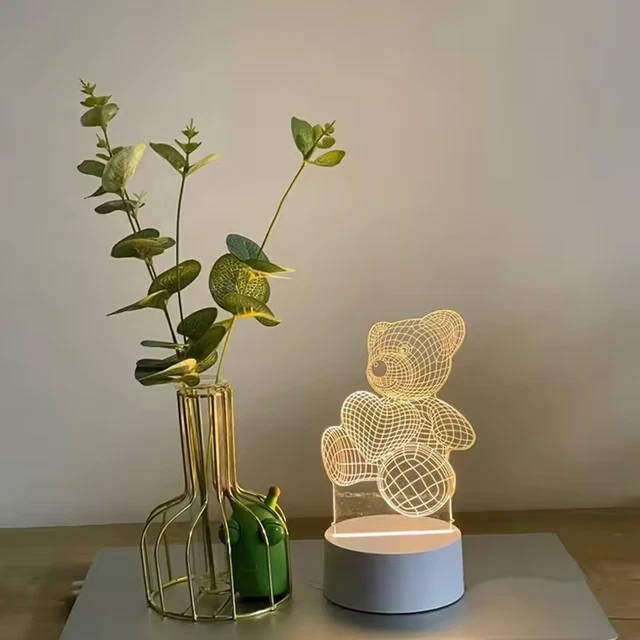3DCREATIVE BEAR LAMP Acrylic USB LED Night Lights Lamp Christmas ...