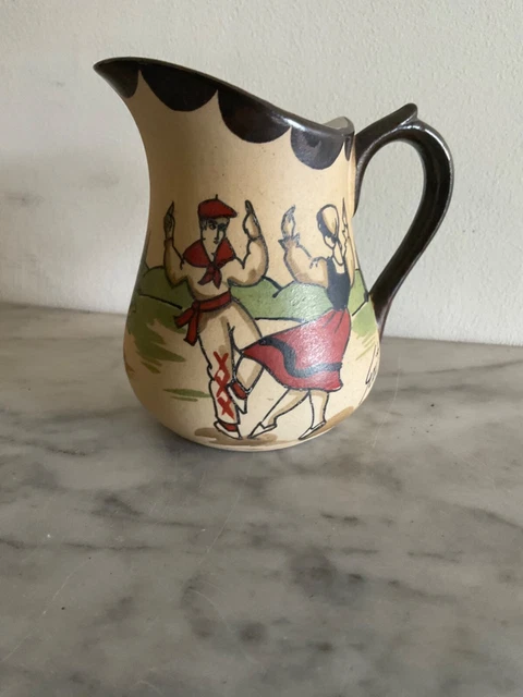BASQUE ART POTTERY Milk Cream JUG Signed GAIT French Spanish Basque ...