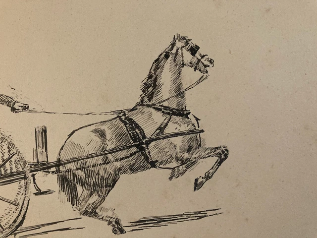 MOLTO BELLO DISEGNO Antico Inchiostro Cavallo Course Cavalli ...